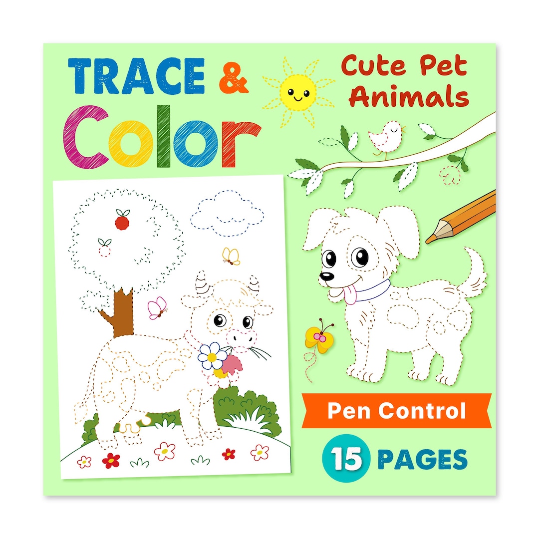 Pet Animal Tracing & Coloring Pages: Pre-writing Practice (digital ...
