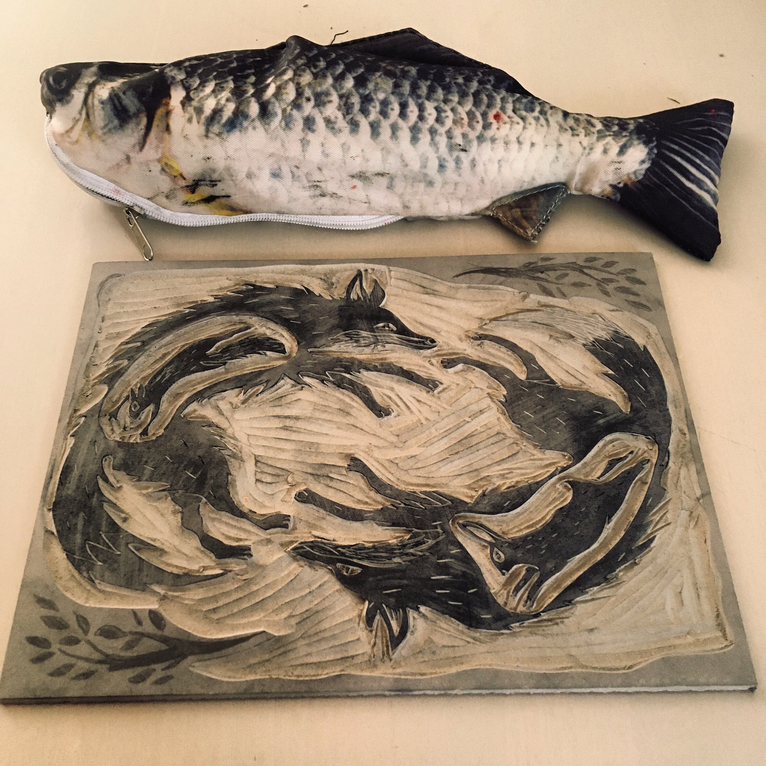 Wolf Lino Print / Fox Print / Mythology / Nature / Folklore / Animals ...