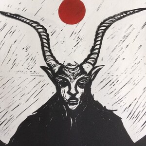 Gothic God Pan Lino Print / Satyr / Faun / Devil / Wicca / Folk Tale ...