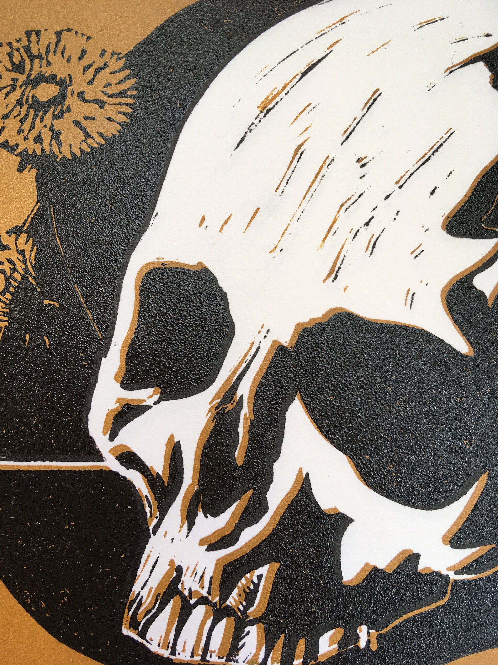 Screaming Skull Lino Print Green / Art Print / Anatomy / - Etsy