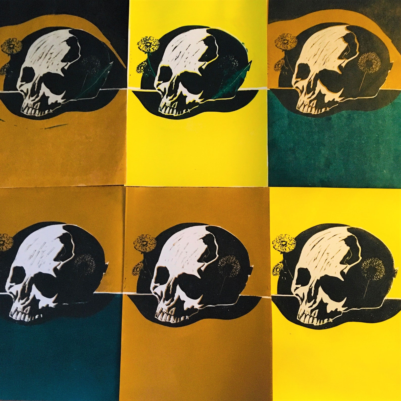 Screaming Skull Lino Print Green / Art Print / Anatomy / - Etsy