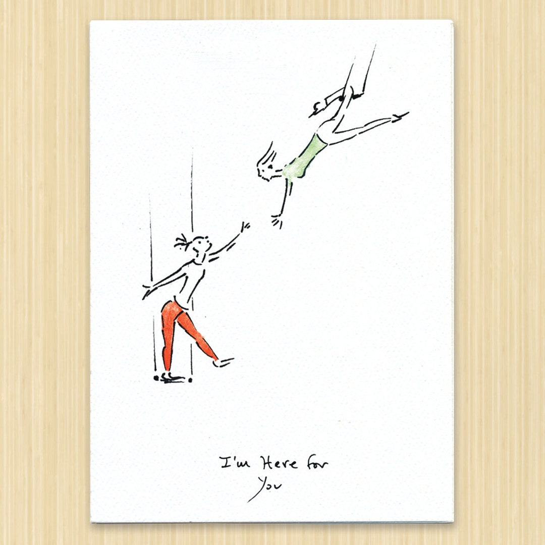 Friendship Card. Circus Cards. Circus Card. Girls on Trapeze. Greeting ...