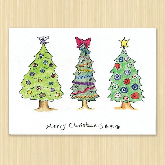 Christmas Tree. Christmas Card. Greeting Card. Merry | Etsy