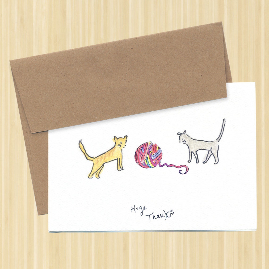 Cat Card. Thank You Card. Cat Thank You Card. Cute Cat Card. - Etsy