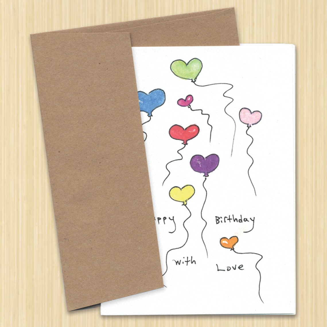 Heart Balloon Birthday Card. Happy Birthday. Happy Birthday - Etsy