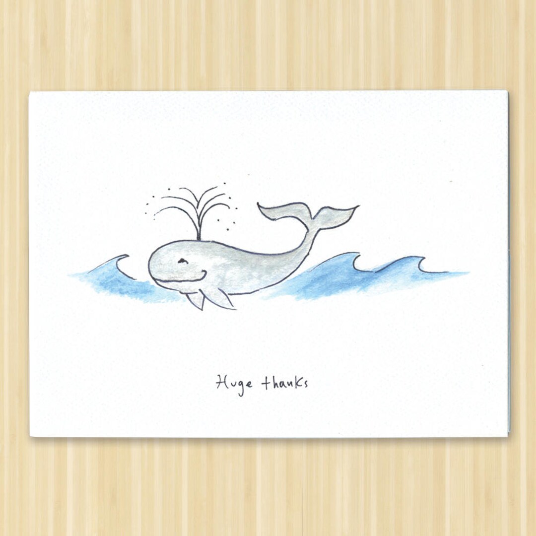 Whale Card. Thank You Card. Whale Thank You Card. Whale Note Card ...
