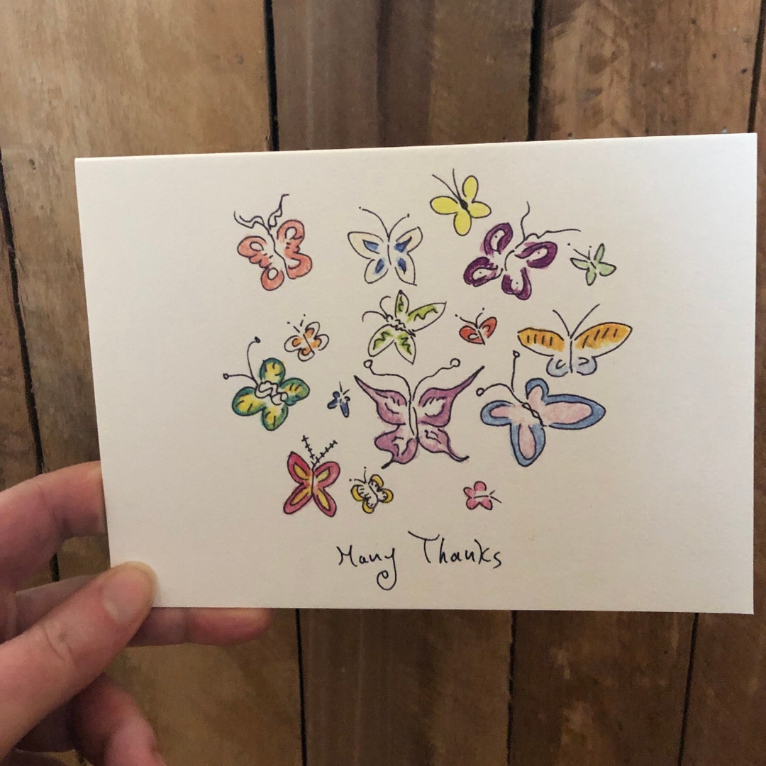 5 Thank You Card. Butterfly Thank You. Butterfly Card. Thank You Note ...