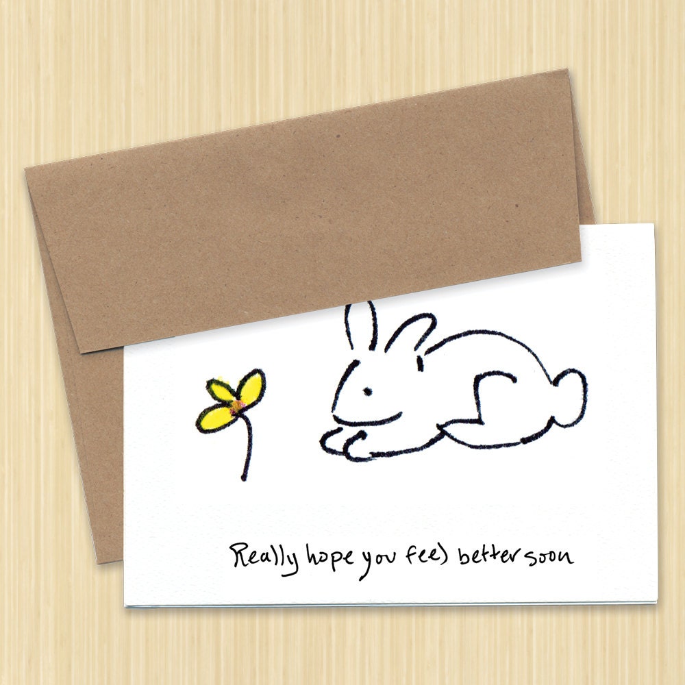 Bunny. Get Well Card. Bunny Get Well Card. Bunny Card. Really - Etsy