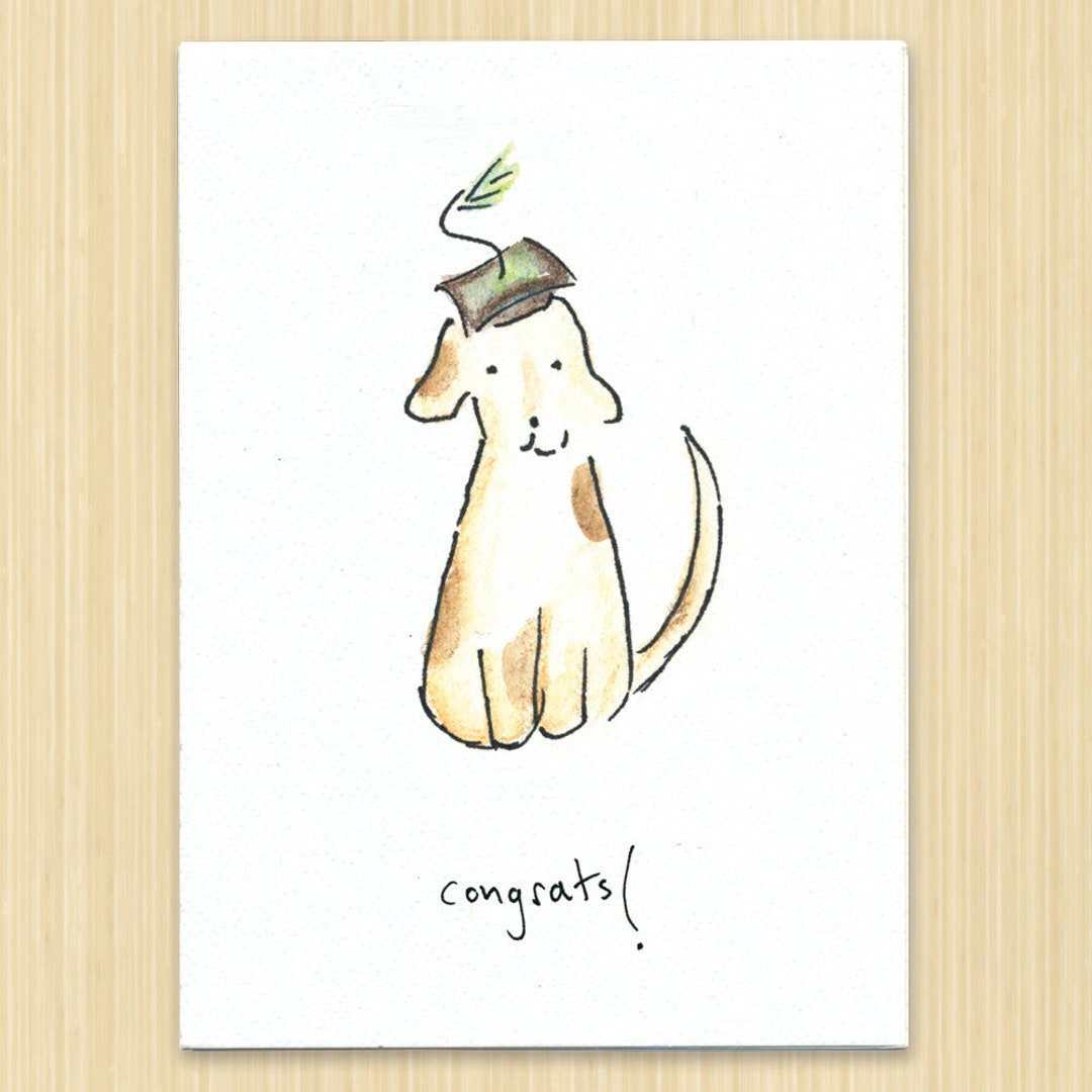 Dog Graduation Card. Cute Dog Card for Graduate. Puppy Congratulations ...