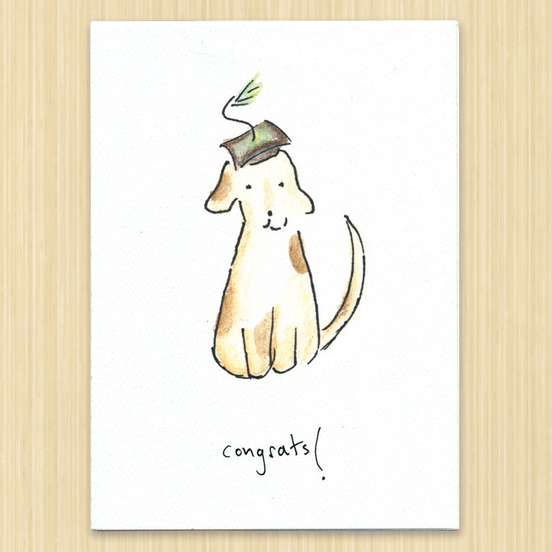 Dog Graduation Card. Cute Dog Card For Graduate. Puppy | Etsy