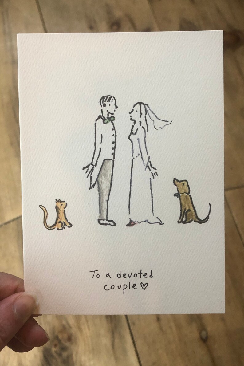 Wedding Card. Cat and Dog. Couple Wedding Card. Happy Couple. - Etsy