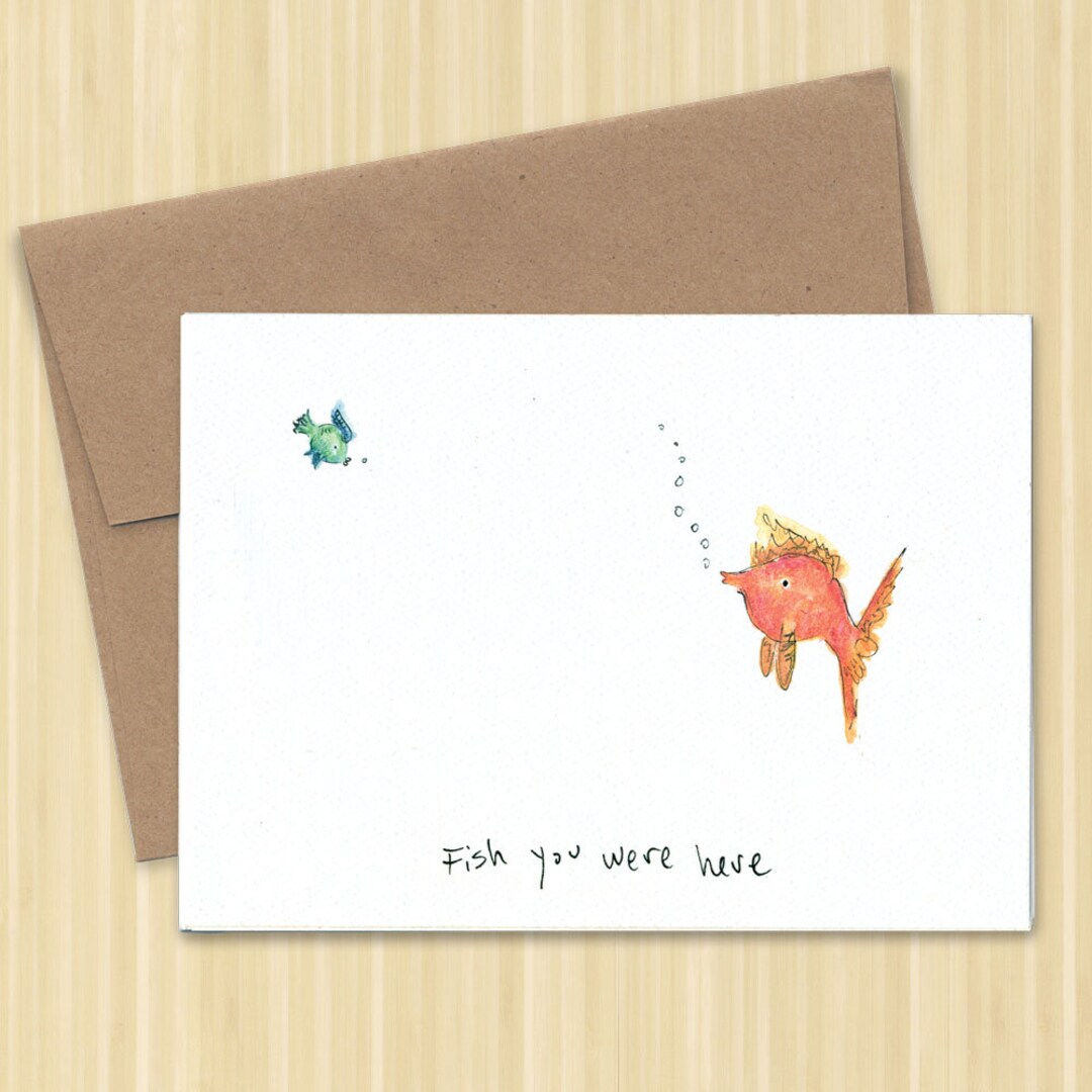 Fish Greeting Card, Fish Fan Card, Missing You Card - Etsy