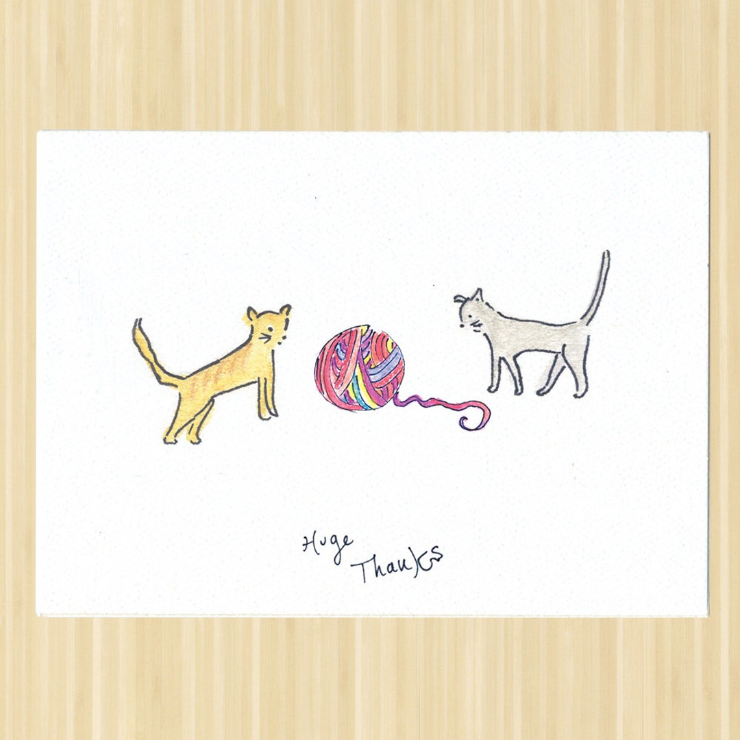 Cat Card. Thank You Card. Cat Thank You Card. Cute Cat Card. - Etsy