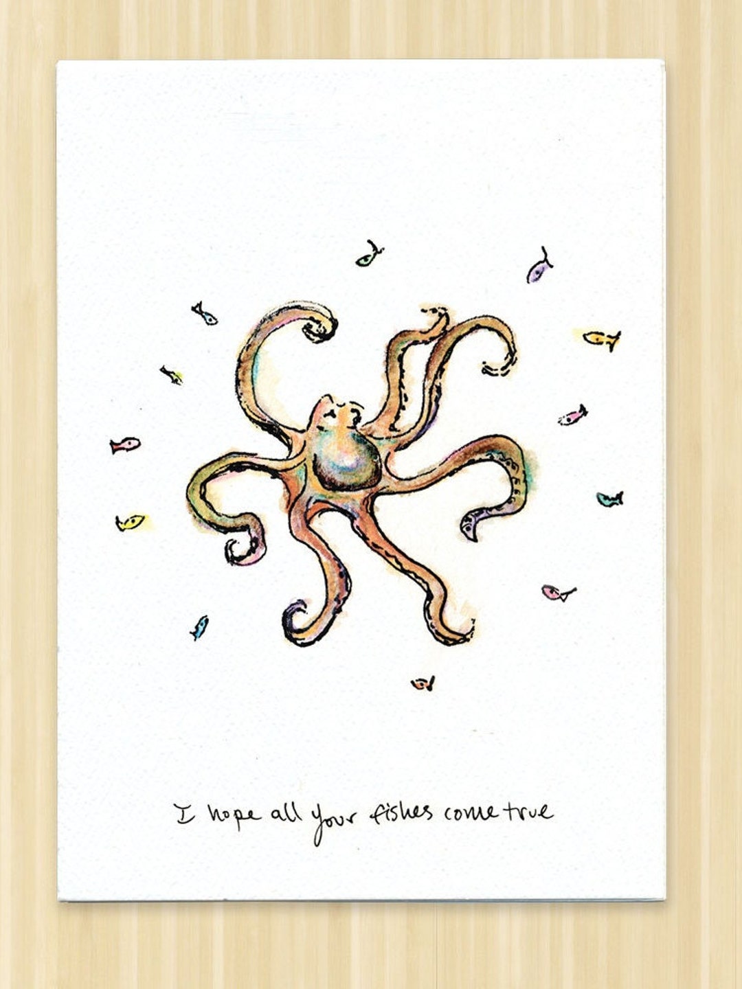 Octopus Card, Fish Card, Birthday Card, Sea Creature Card - Etsy