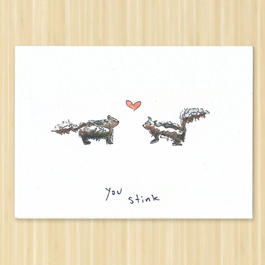 Skunk Card. Valentine's Day Card. Skunk Valentine. Funny Skunk Card ...