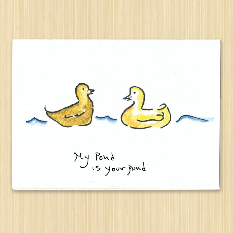 Duck Card Duck greeting card friendship card My Pond in Your | Etsy