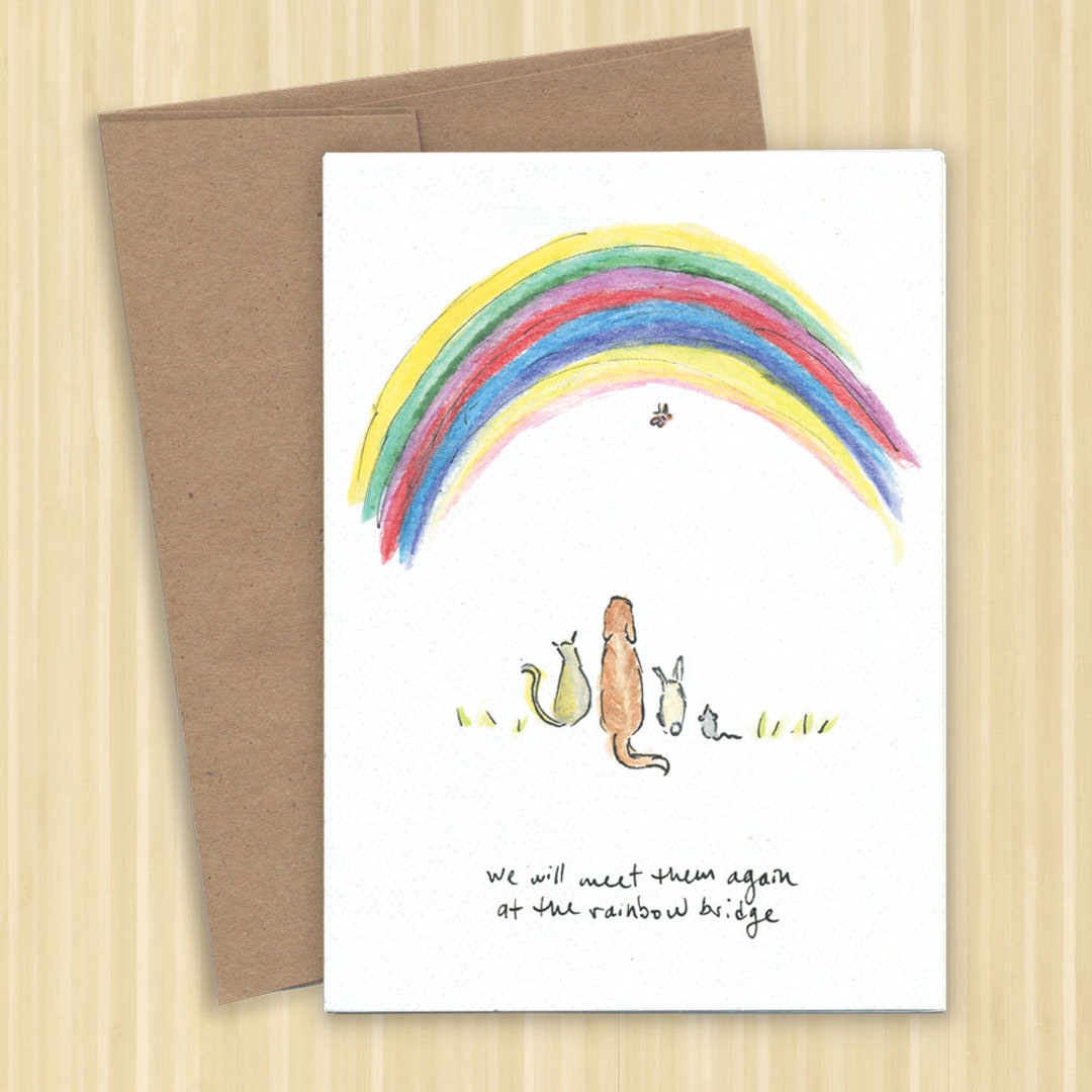 Rainbow Pet Sympathy Cards, Pet Condolence Card, Under Rainbow Bridge ...
