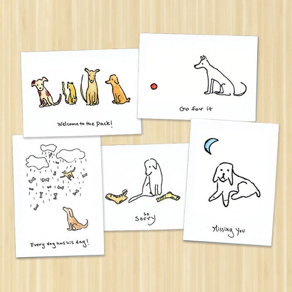 5 card pack dog cards greeting card pack note cards doggy | Etsy