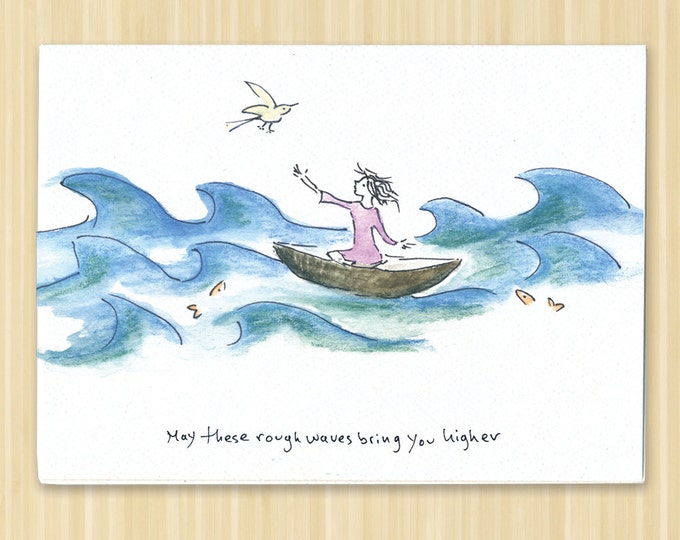 Sympathy Card. Ocean Card. Condolence Card. Ocean Waves. Woman in Boat ...