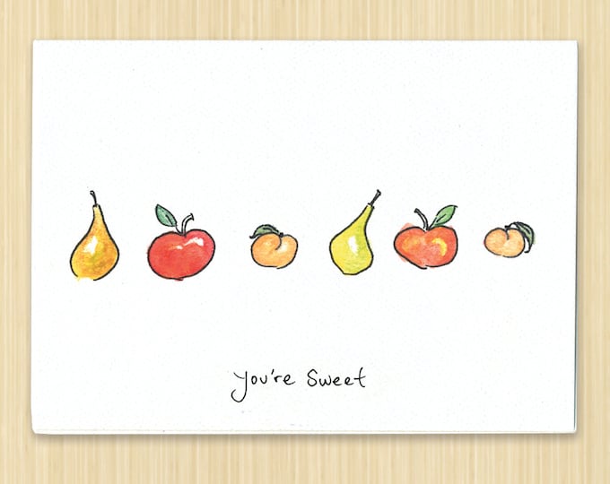 Inspirational Card. Fruit Card. You're Sweet. Friendship Card. Cute ...