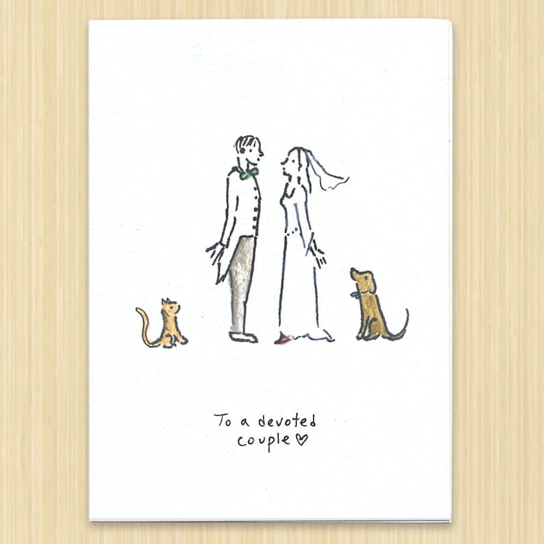 Wedding Card. Cat and Dog. Couple Wedding Card. Happy Couple. - Etsy