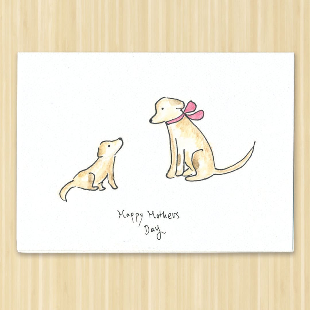 Mother's Day Card. Mom Dog and Puppy. Dog Card. Puppy Card. Happy ...