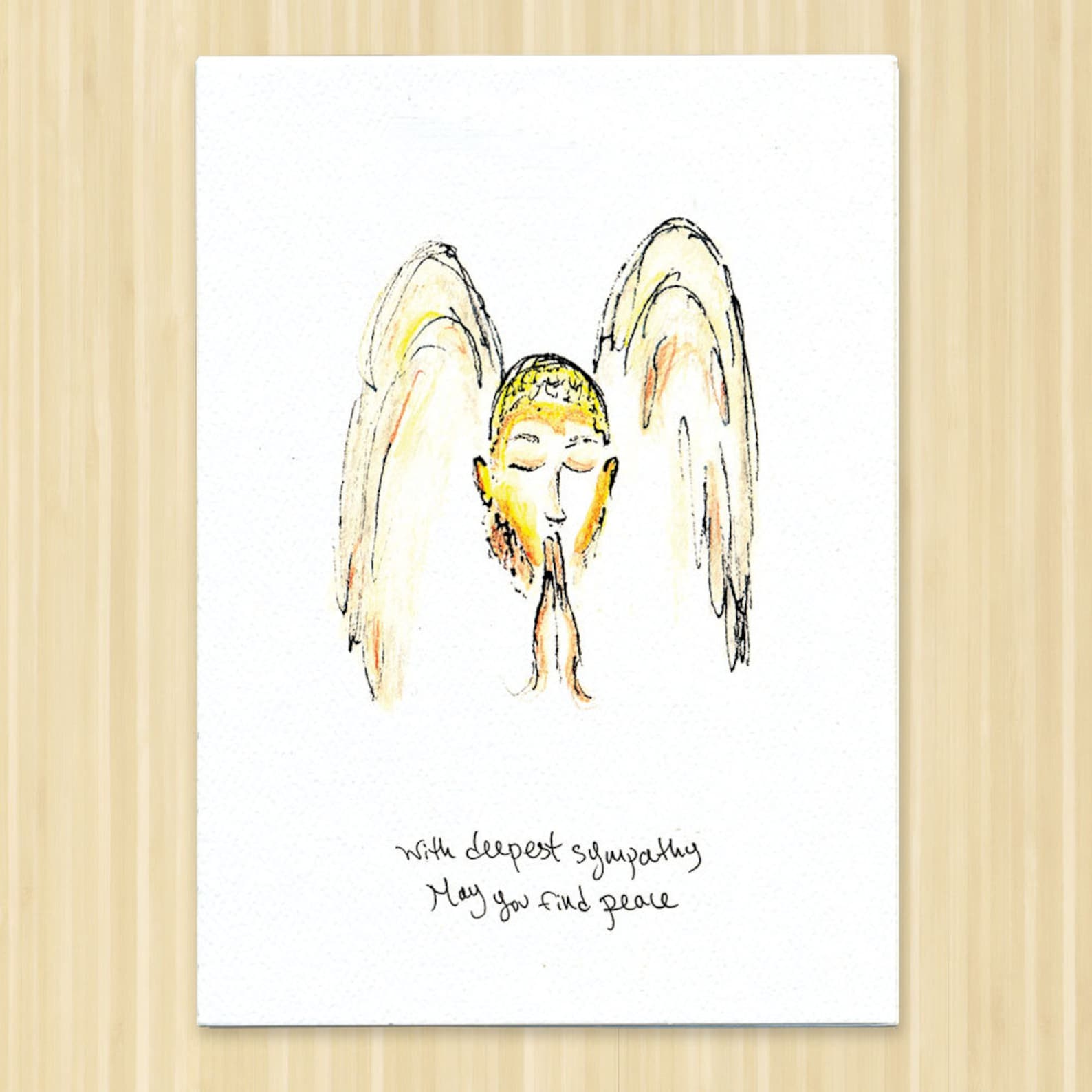 Sympathy Card Angel Condolence Card Bereavement Card Peace - Etsy