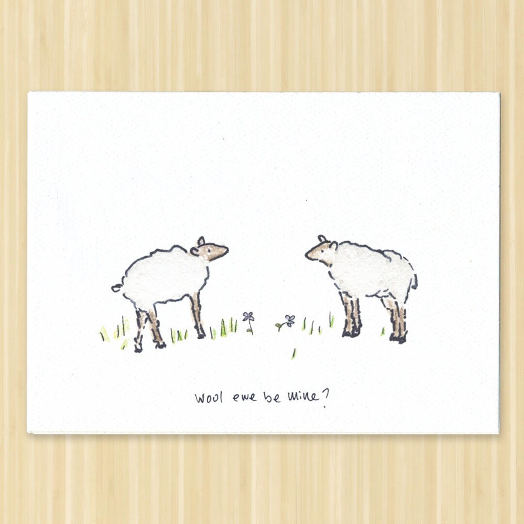 Sheep Card. Valentine Card. Sheep Valentine Card. Valentine's Day Card ...
