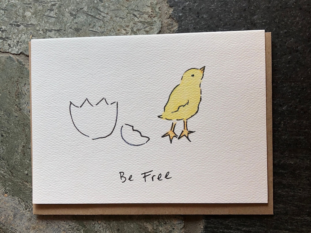 Motivational Card. Be Free. Baby Chick Card. Inspirational Card. New ...