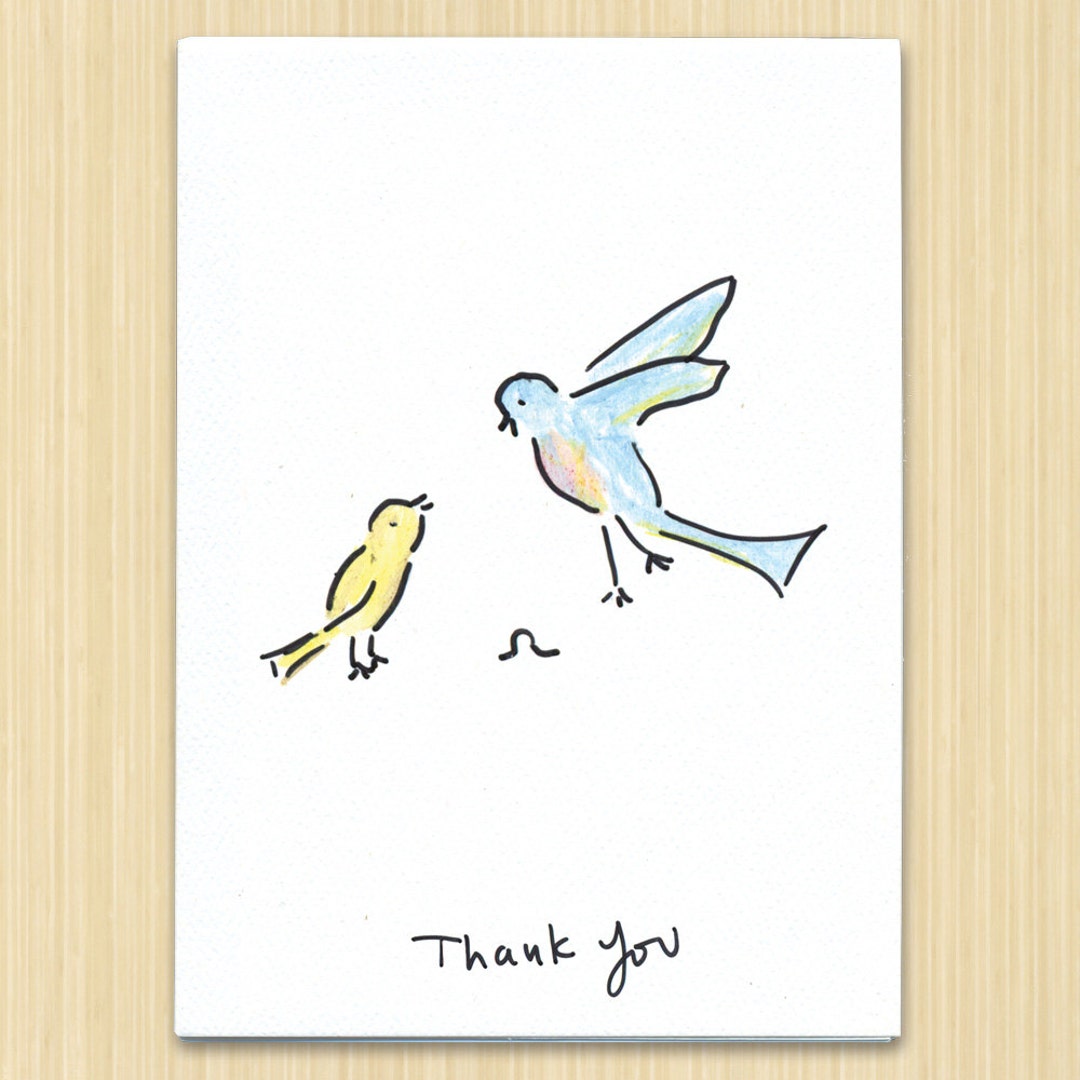 Thank You Card. Bird Thank You Card. Bird Card. Thank You Note. Birds ...