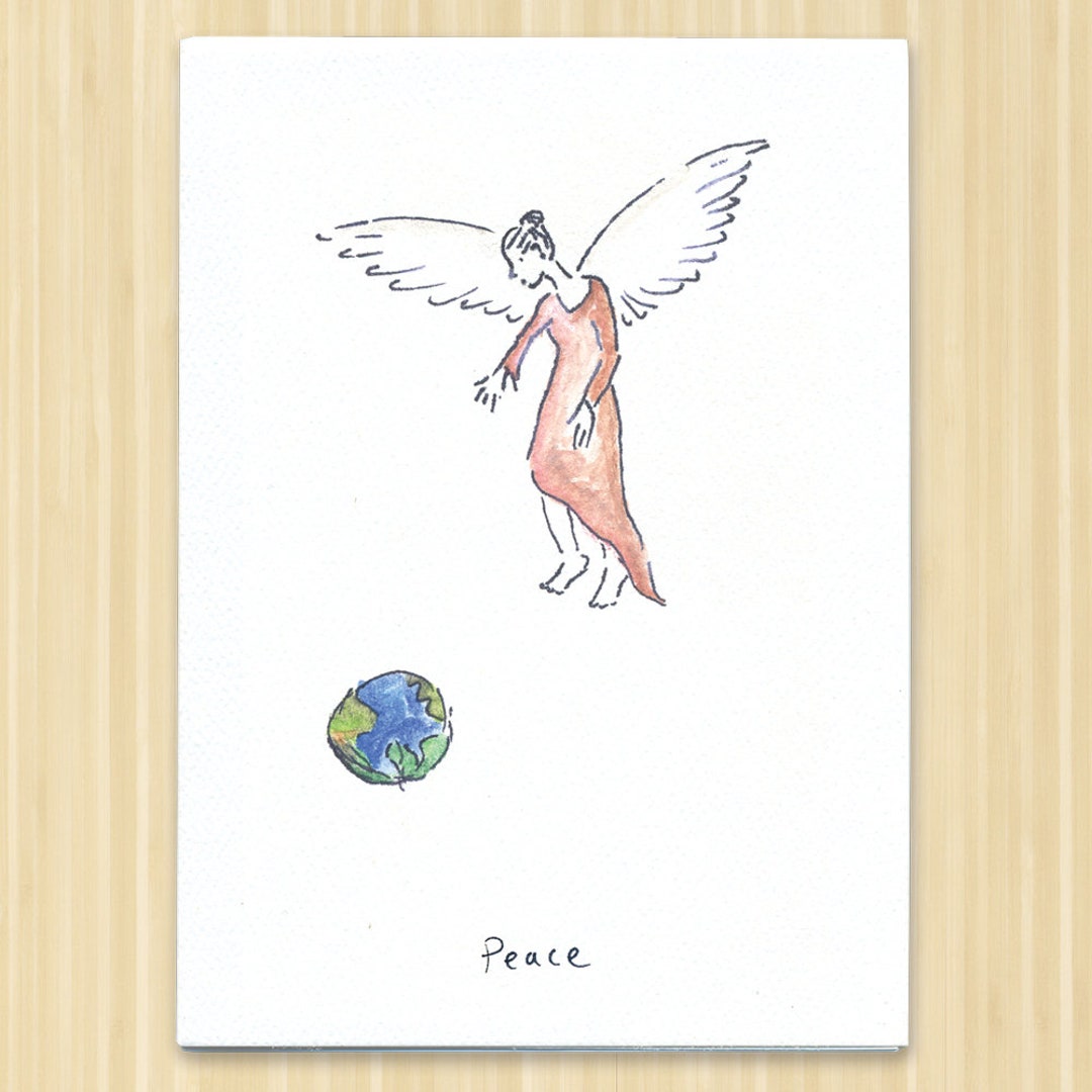 Peace. Angel. Christmas Card. Angel Card. Angel Watching Earth. Earth ...