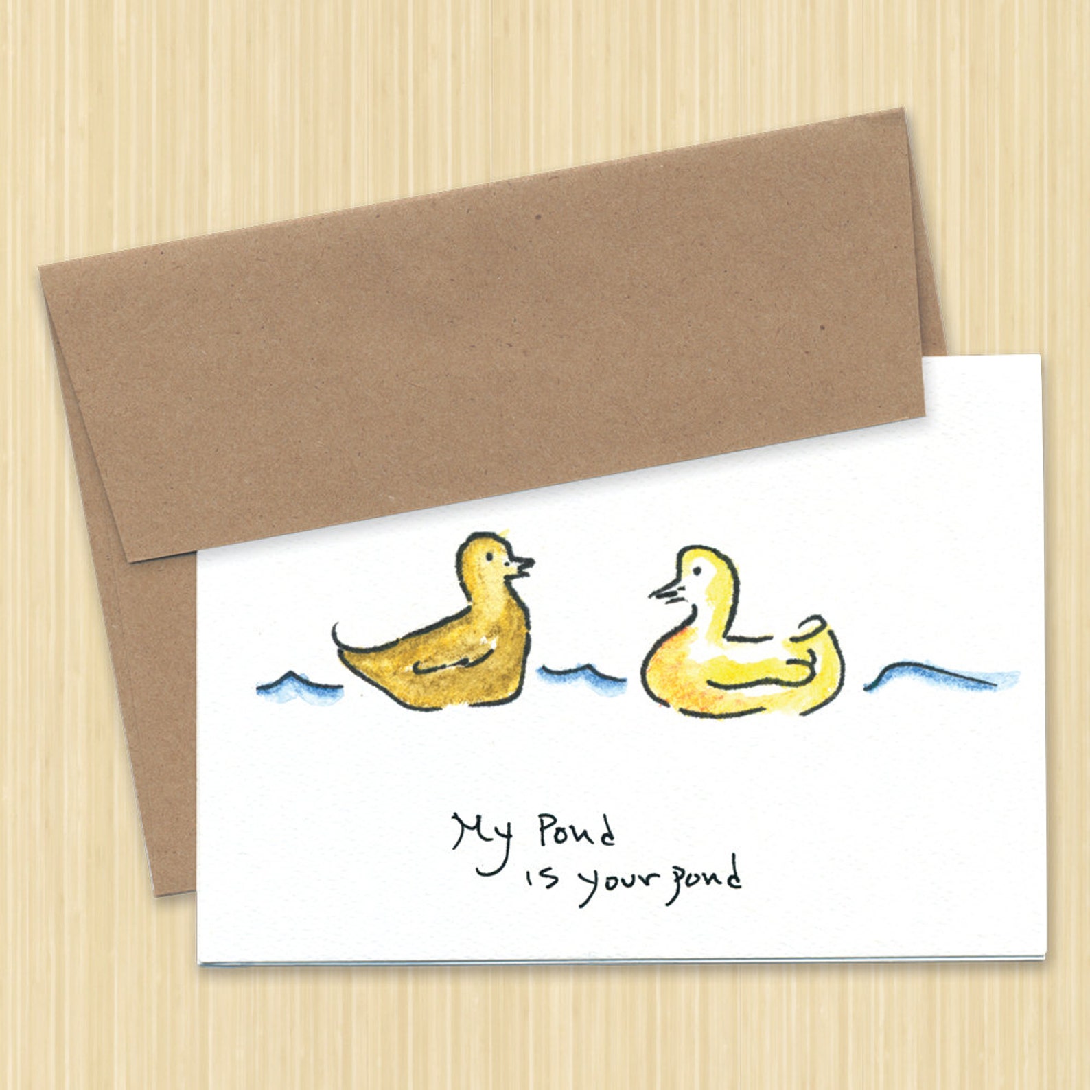 Friendship Card. Duck Card. My Pond is Your Pond. Duck Greeting Card ...