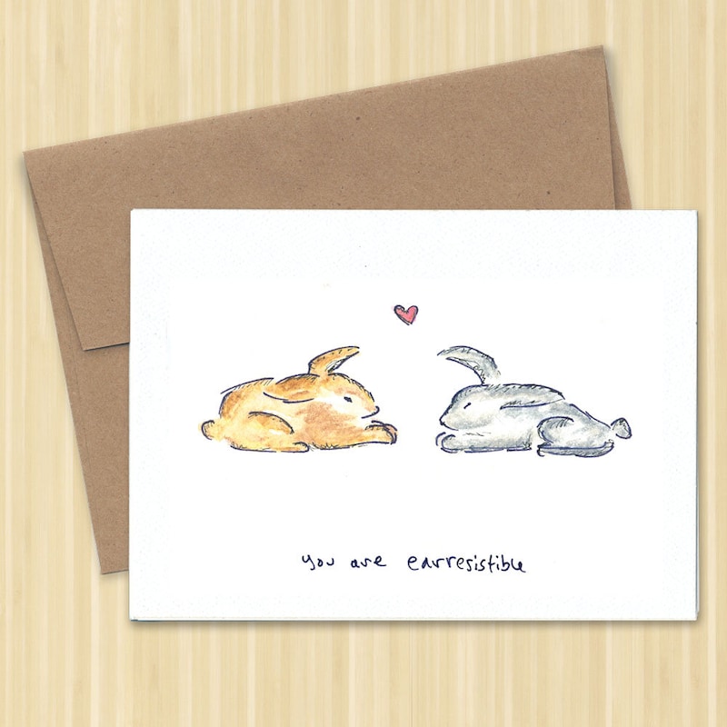 Rabbit Valentines Cards - Etsy