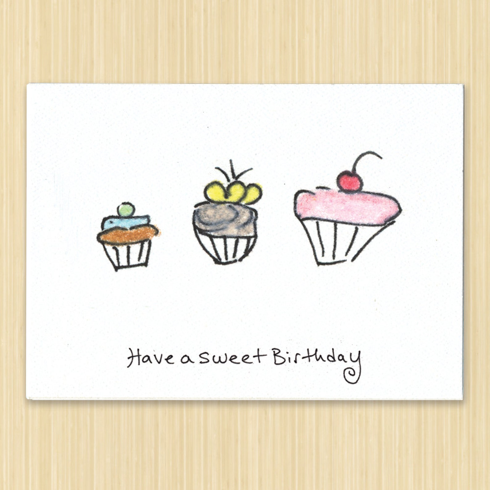 Birthday Card. Cupcake. Cupcake Card. Cupcake Birthday. | Etsy