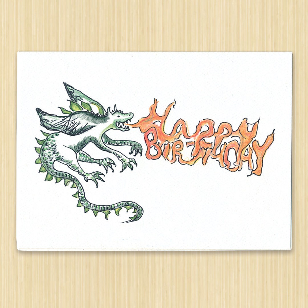 Dragon Birthday Card. Birthday Card. Dragon Card. Happy Birthday ...