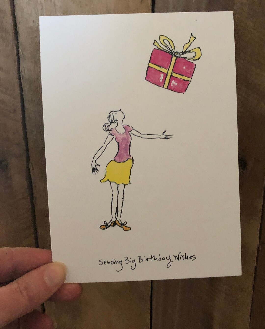 Hand Drawn Birthday Card: Whimsical Gift, Recycled Paper - Etsy