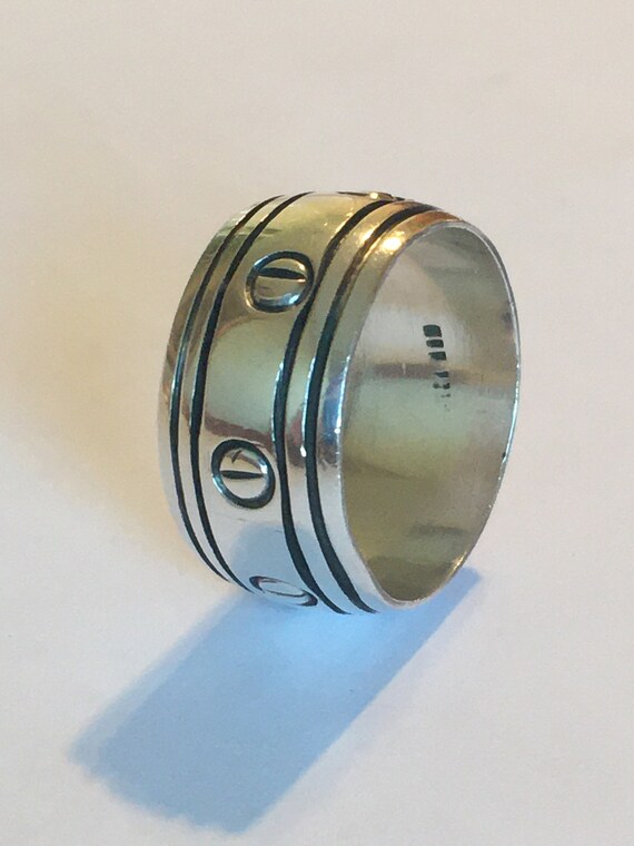 HEAVY 925 STERLING SILVER Mexico Size 12 Chunky Mens … - Gem