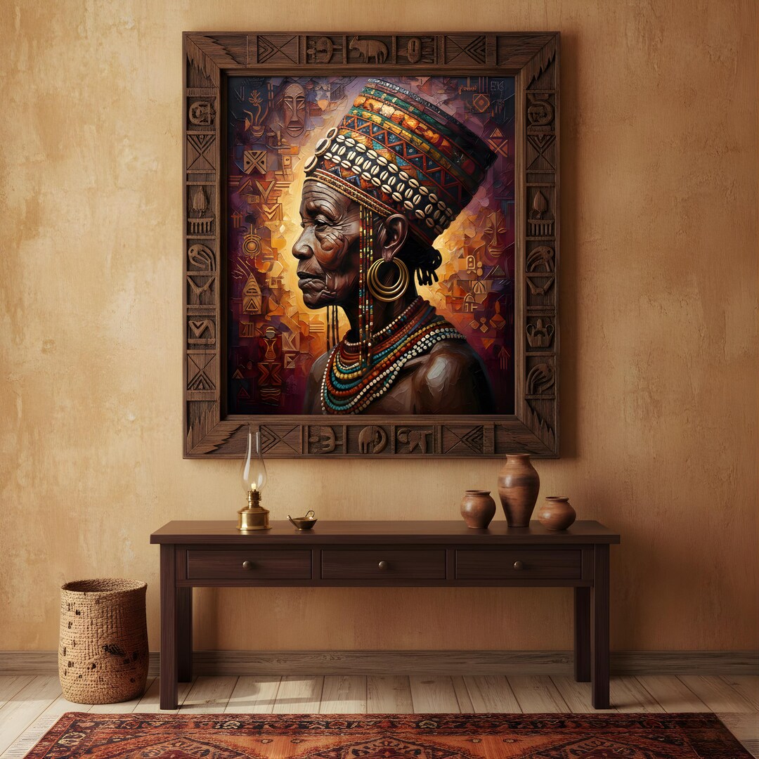 African Matriarch Wall Art | Tribal Woman Portrait | Traditional Beauty ...