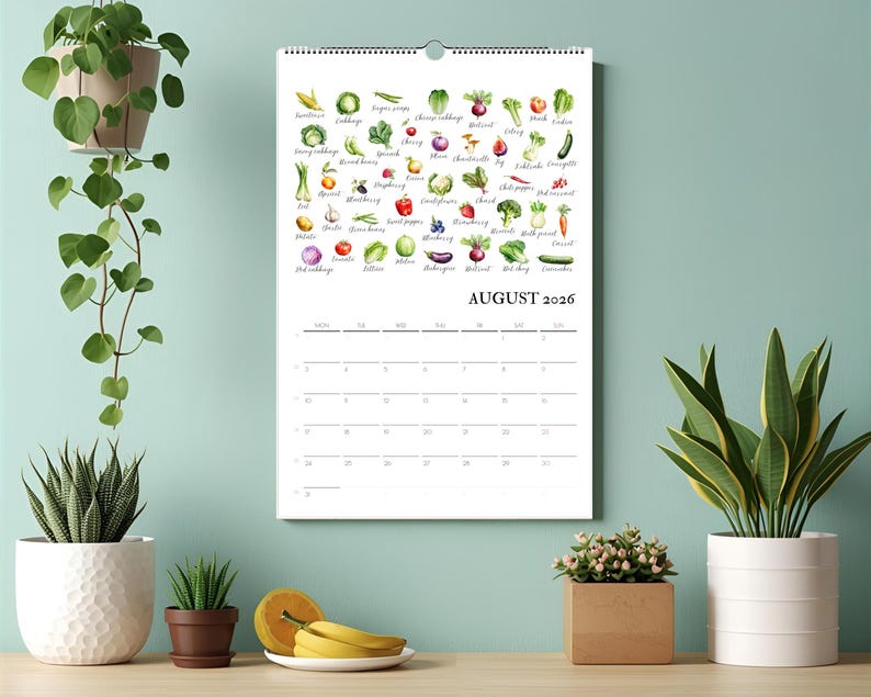Seasonal Fruit & Vegetable Calendar 2026 US/CA | Kitchen Calendar ...