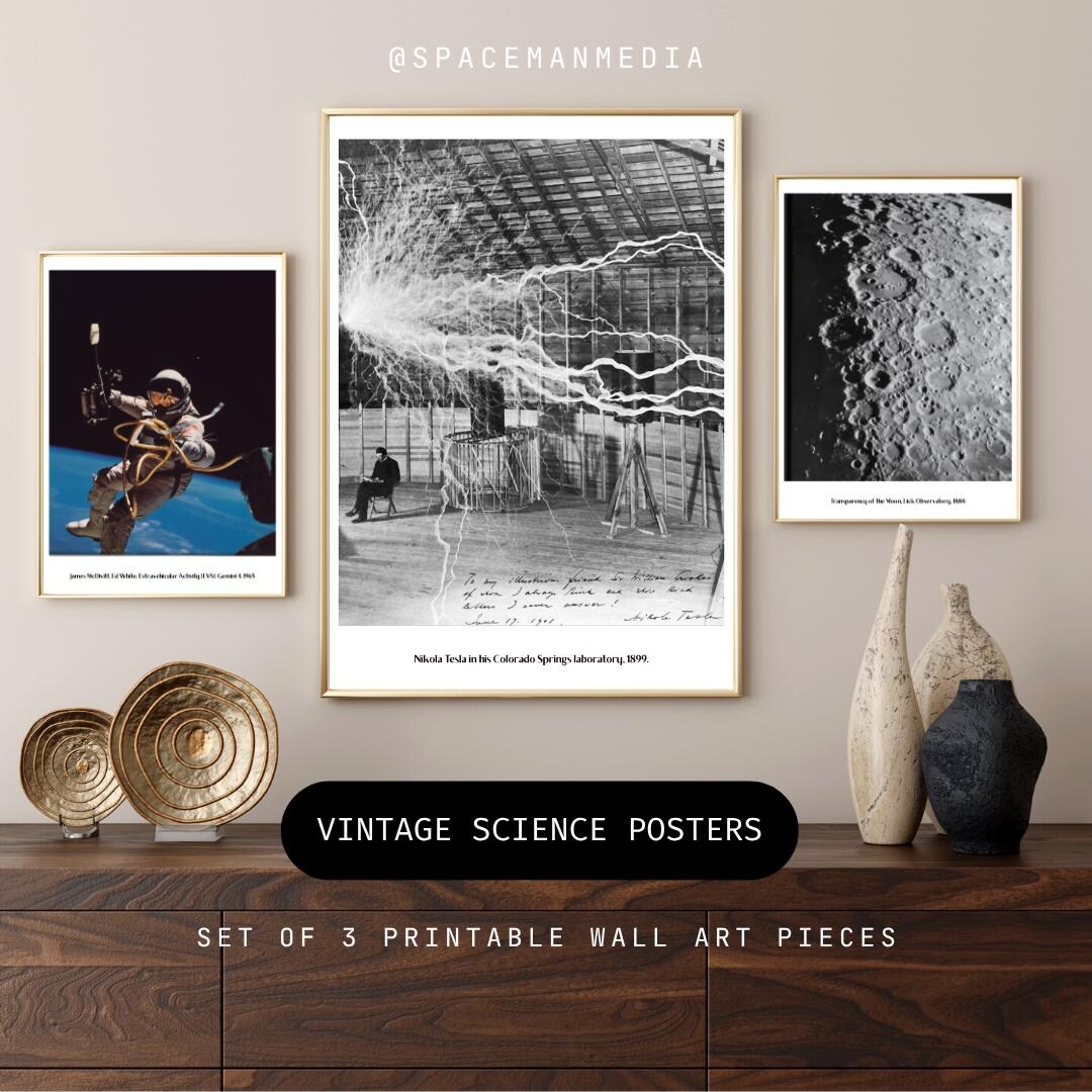 Vintage Science Posters, NASA, Tesla, Moon Print (digital Download) - Etsy