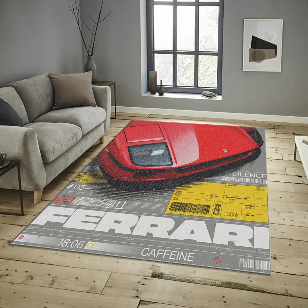 Ferrari F40 Car Rug: Sports Decor, Soft Velvet - Etsy