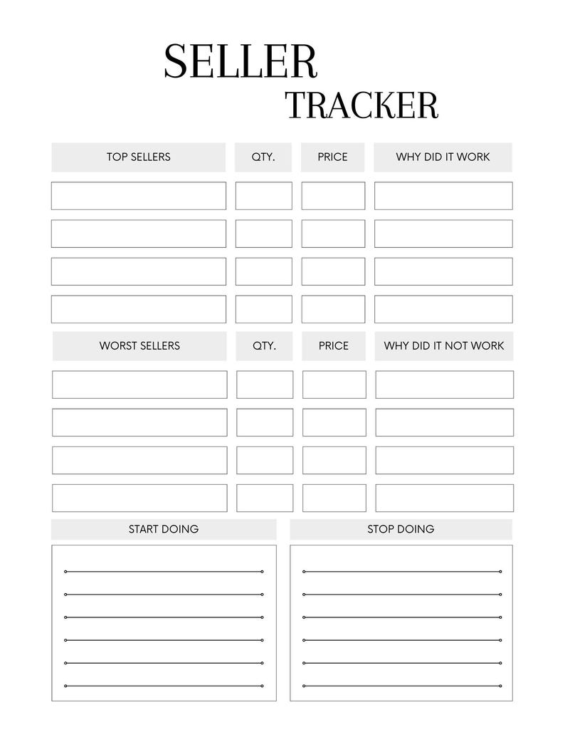 Product Tracker Seller Tracker Product Planner Business Planner - Etsy