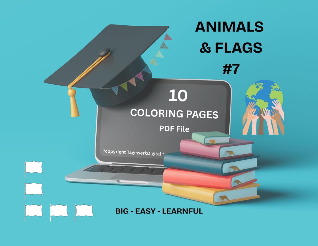 Animals & Flags Coloring Pages – Educational Printable for Kids ...
