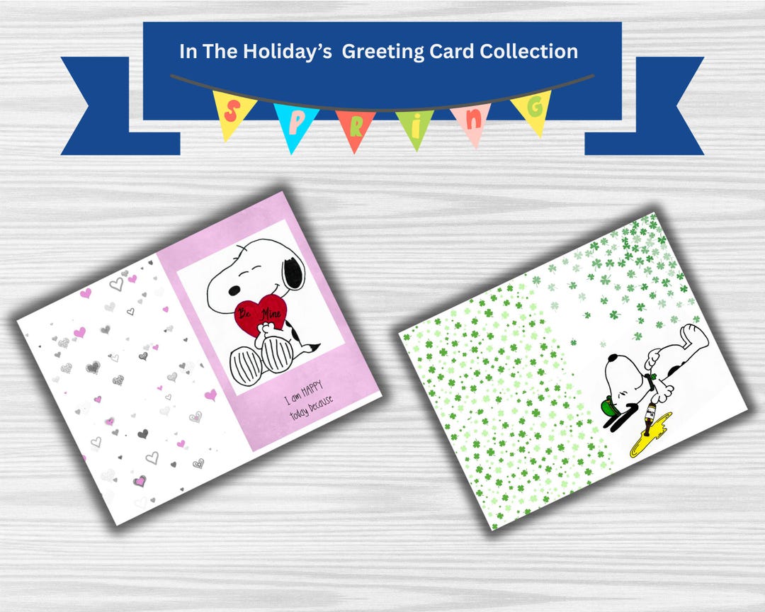 Snoopy Holiday Cards: Peanuts Printable Greeting Card Set (digital ...