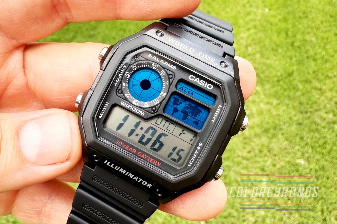 Ice Blue Casio Royale AE-1200 Mod: Retro World Time Digital Watch - Etsy