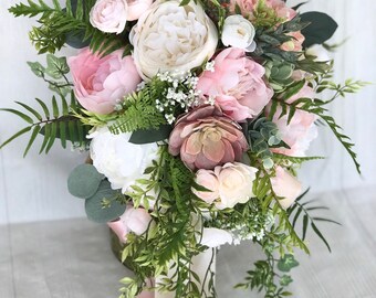 Dusty rose bouquet Blush and Dusty Pink bouquet Mauve and | Etsy