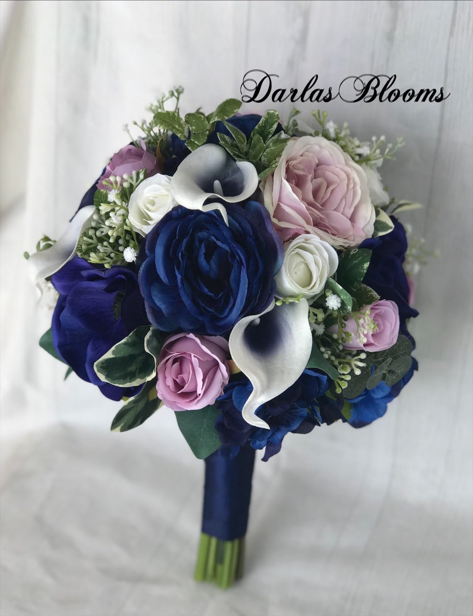 Navy Wedding Flowers, Navy Bridal Bouquet, Navy & Lavender Bouquet ...
