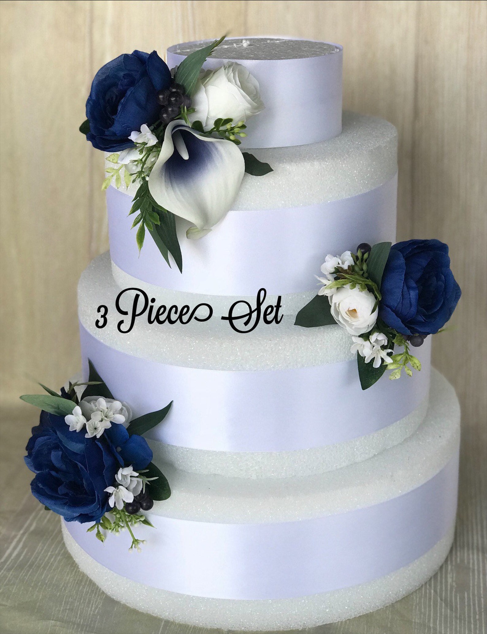 Navy Blue Cake Flowers Navy Cake Topper Silk Cake Flowers | Etsy