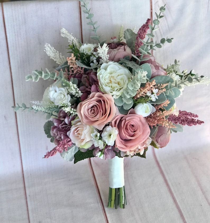 Dusty Rose Bouquet Boho Bouquet Mauve Bouquet Dusty Rose - Etsy