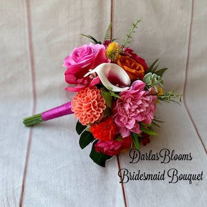 Cascade Tropical Bouquet, Silk Tropical Flowers, Beach Wedding, Bright ...